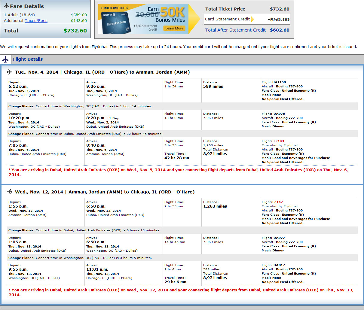 United – $733: Chicago – Amman, Jordan. Roundtrip, including all Taxes ...