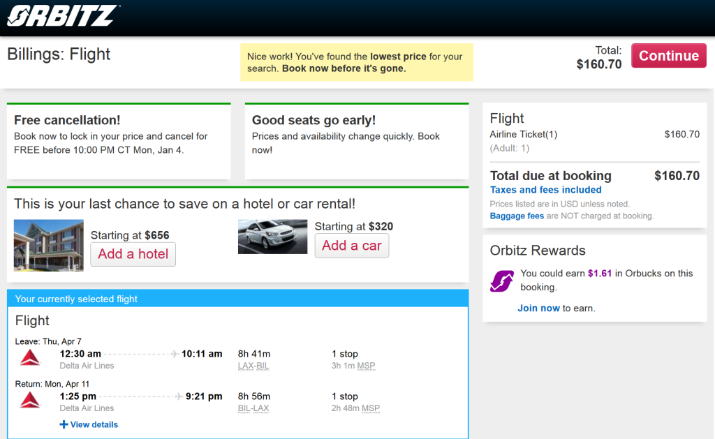 Delta – $161: Los Angeles / San Francisco / Phoenix – Billings, Montana ...