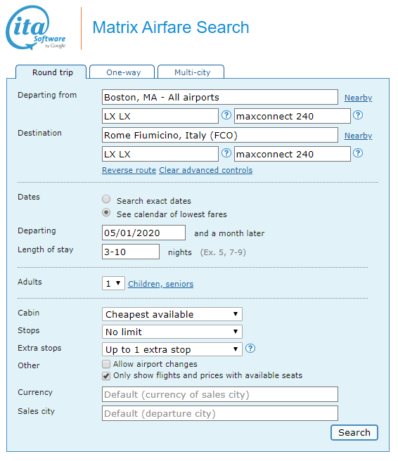 Swiss: Boston – Rome, Italy. $350 (Basic Economy) / $510 (Regular ...