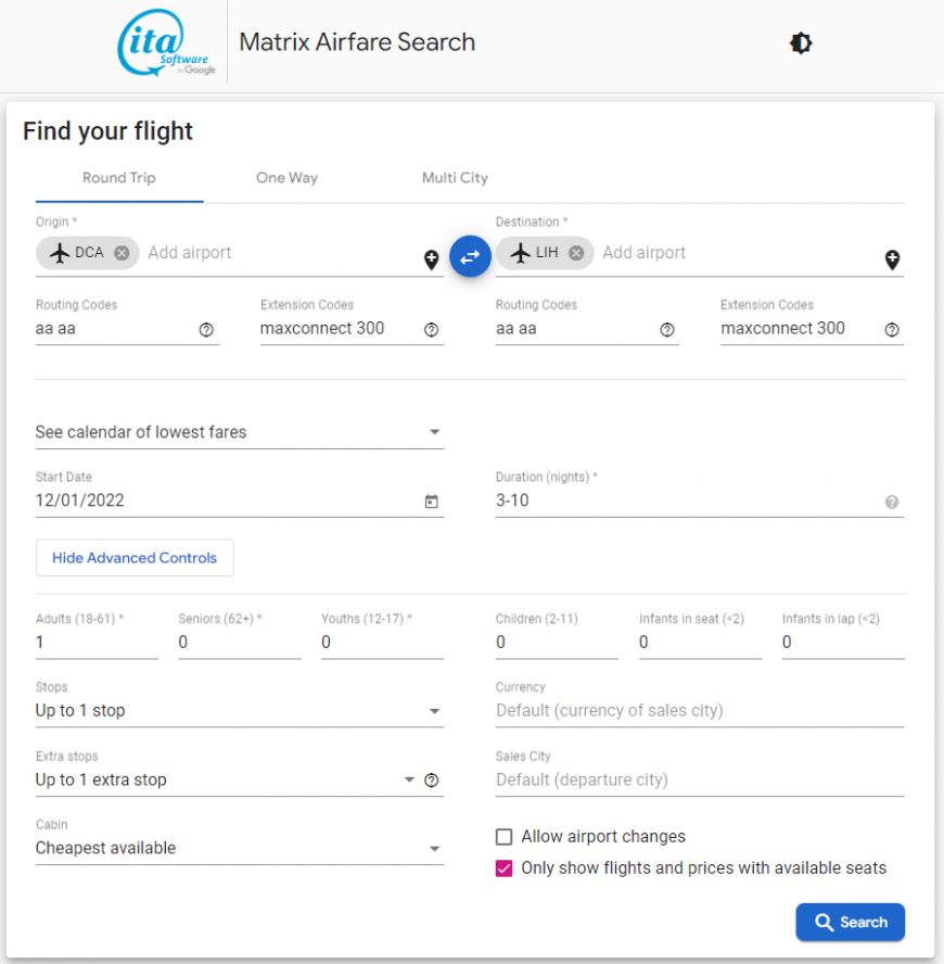 American: Washington D.C. – Kauai, Hawaii (and vice versa). $475 ...