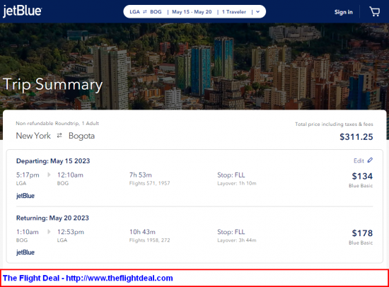 jetBlue: New York – Bogota, Colombia. $311 (Basic Economy) / $421 ...