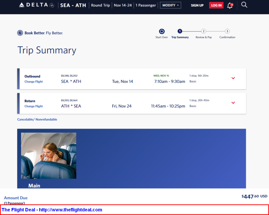 Delta: Seattle – Athens, Greece. $448 (Basic Economy) / $628 (Regular ...