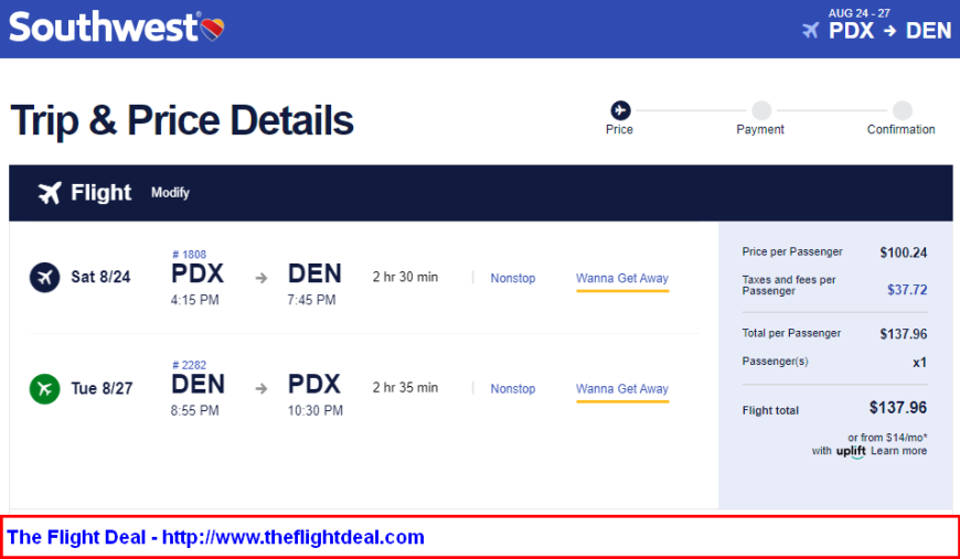 The Shorthaul – Southwest: Portland – Denver, Colorado (and vice versa ...