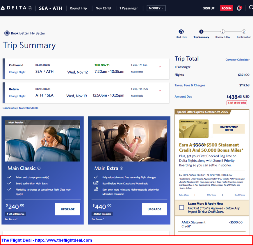 Delta: Seattle – Athens, Greece. $439 (Basic Economy) / $679 (Regular ...