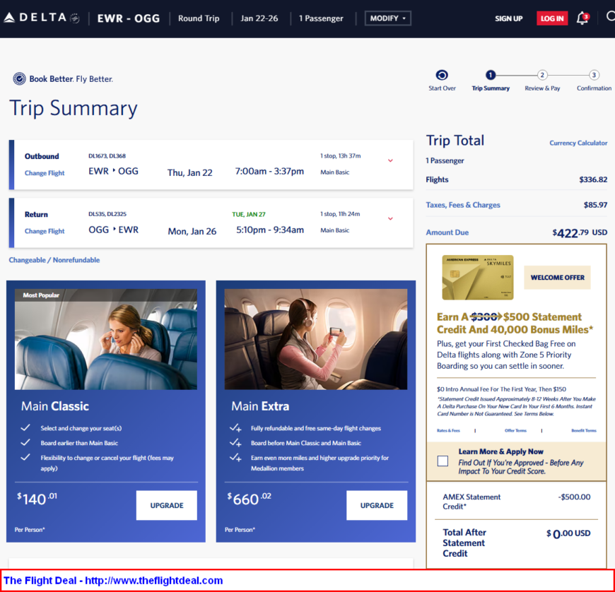 Delta: Newark – Maui, Hawaii (and vice versa). $423 (Basic Economy ...